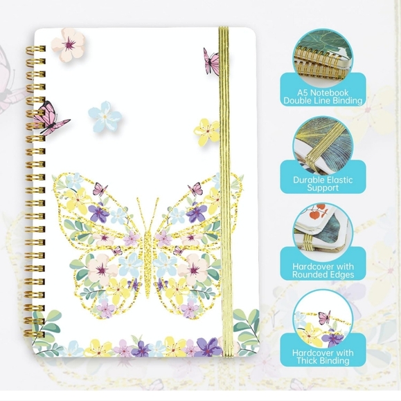 Accessories | Floral Butterfly Spiral Notebook | Poshmark